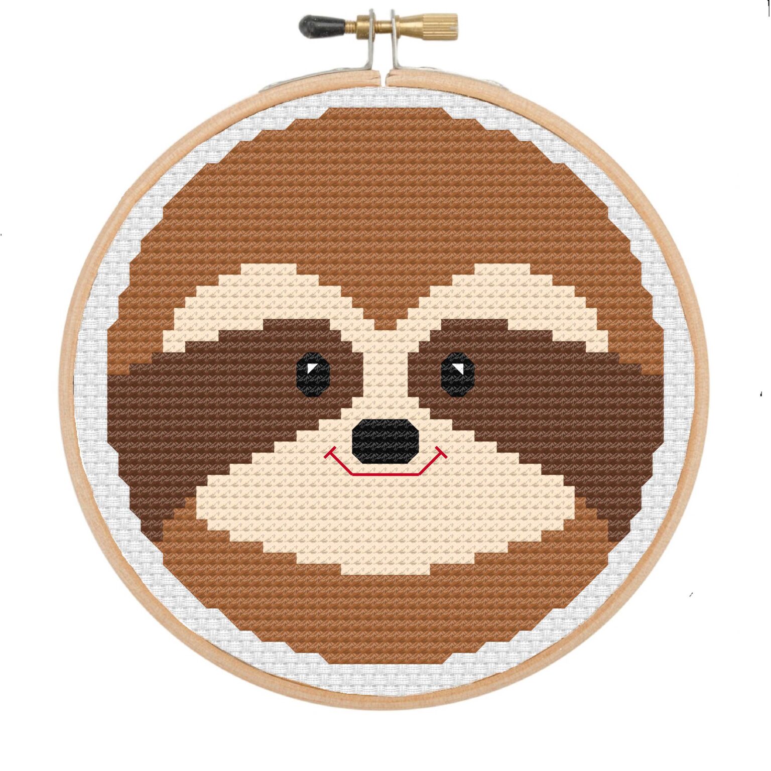 Sloth Hoop Ornament cross-stitch pattern