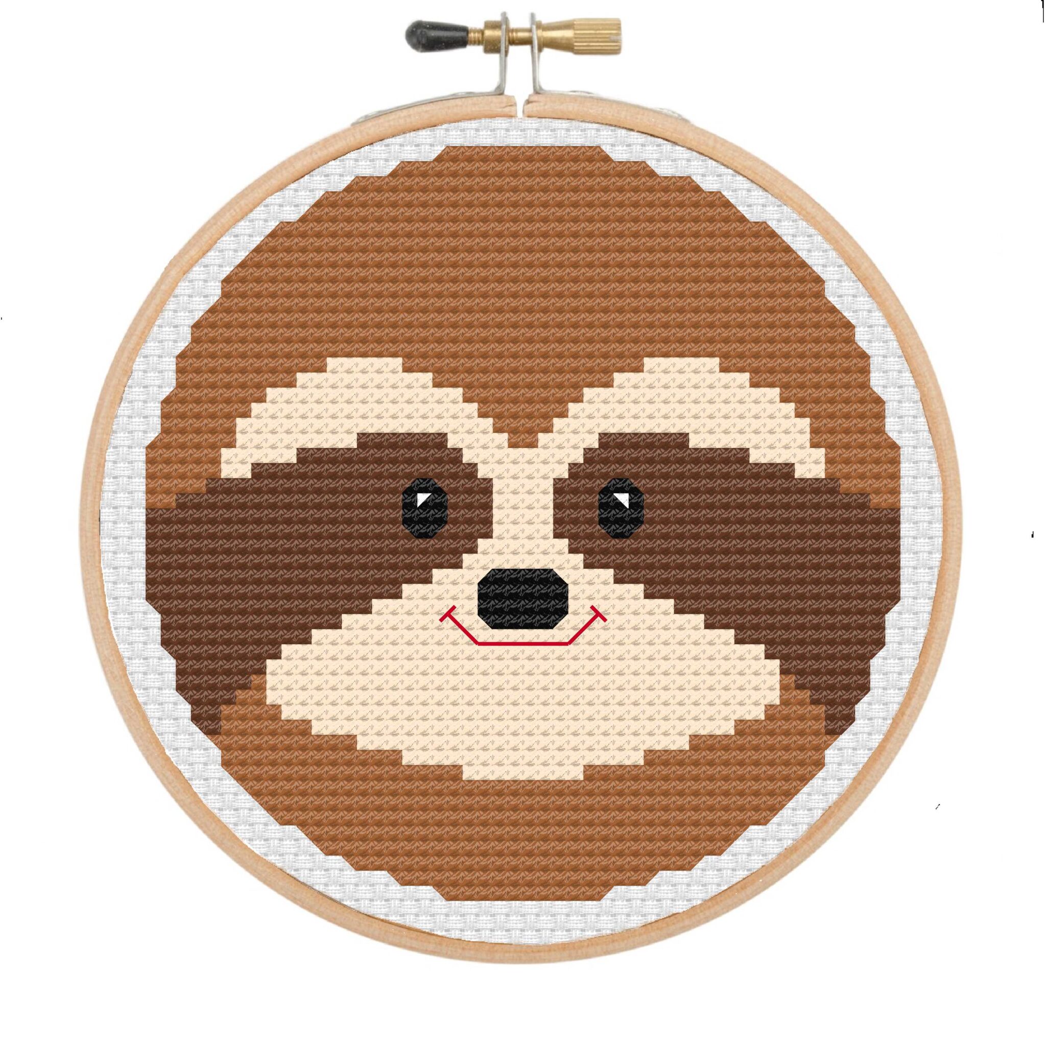 Sloth Hoop Ornament cross-stitch pattern