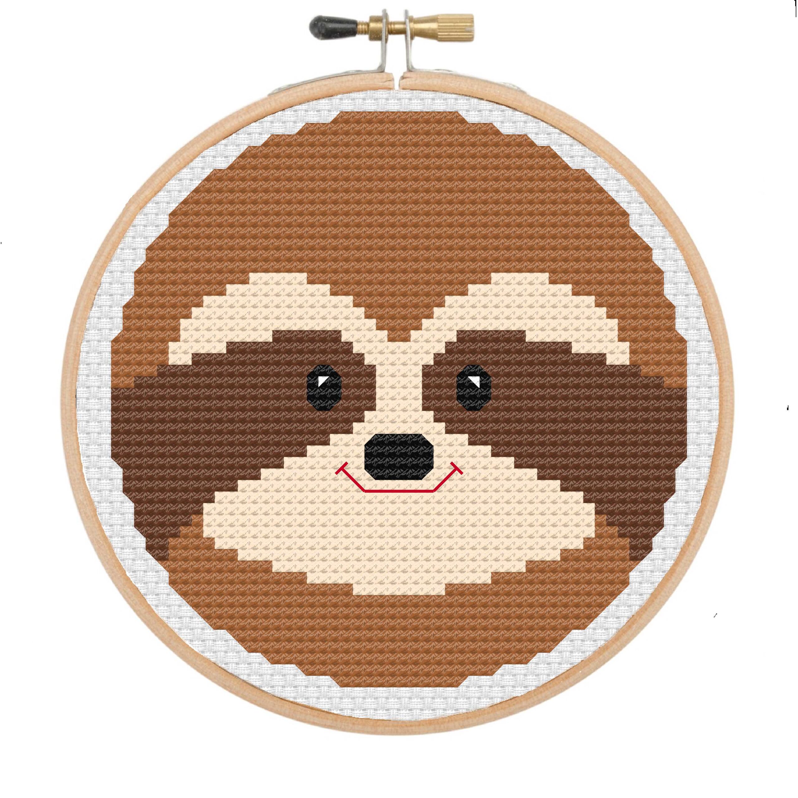 Sloth Hoop Ornament cross-stitch pattern