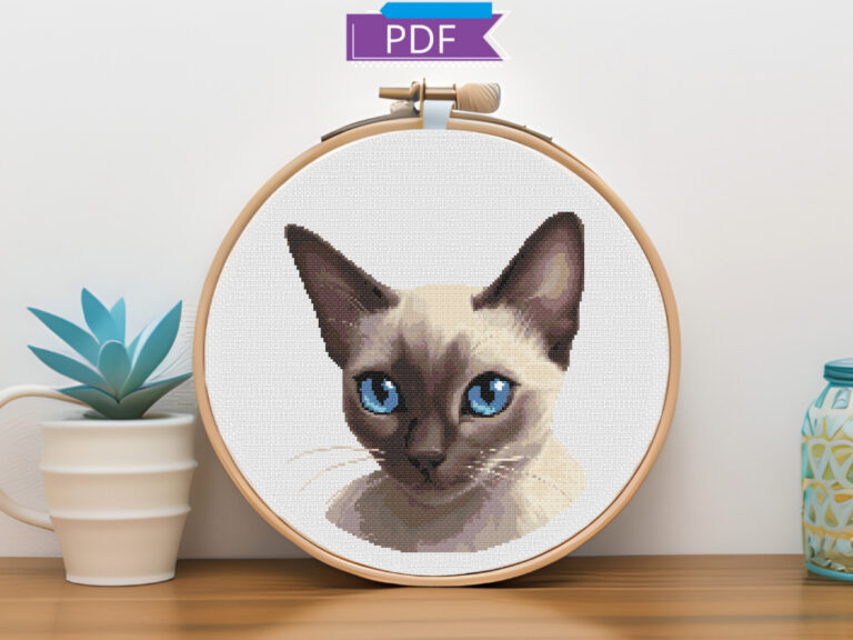 Siamese cat cross stitch pattern