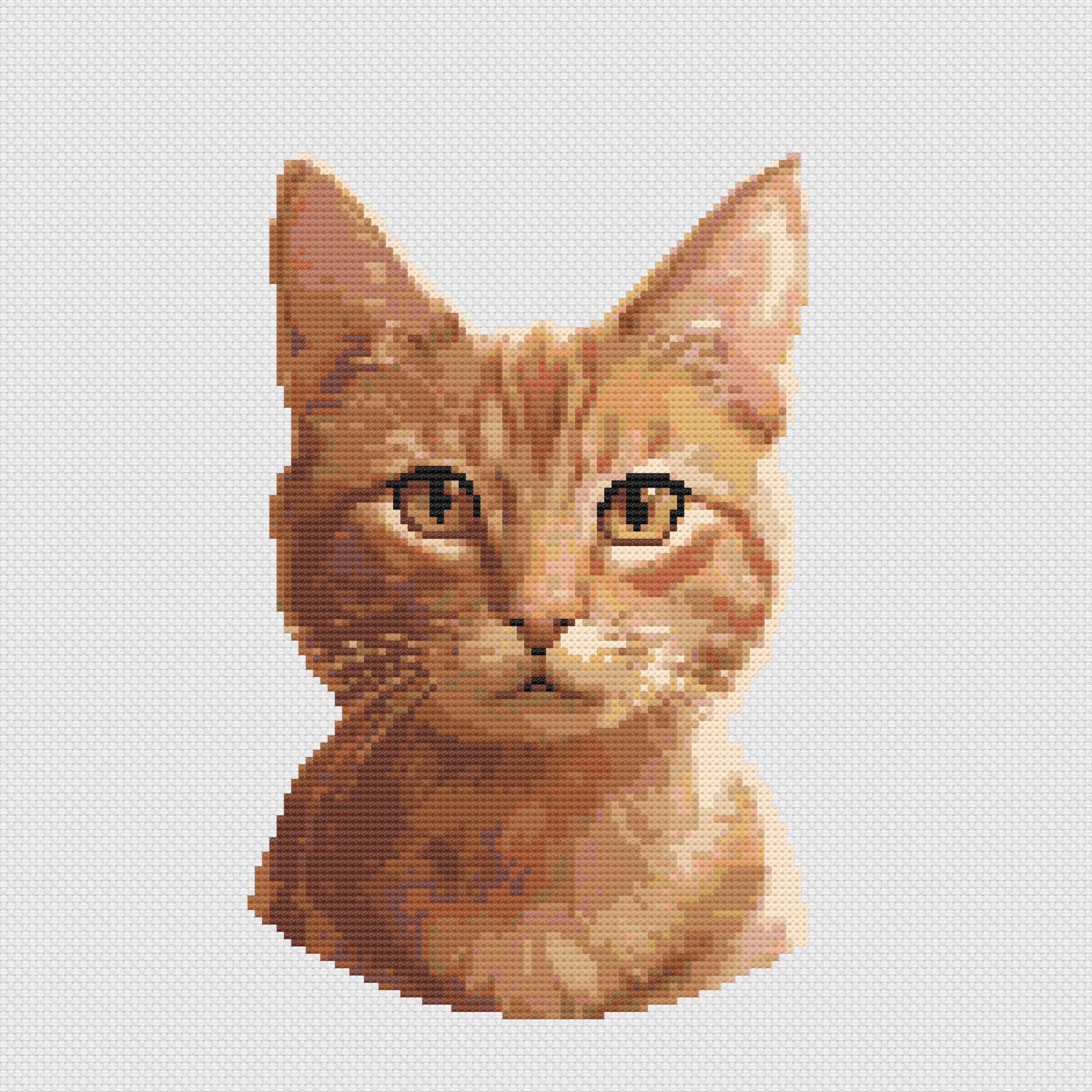 Butterscotch Tabby Cat cross stitch pattern