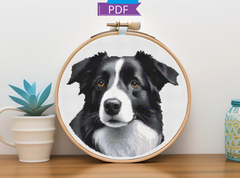 Border Collie cross stitch pattern