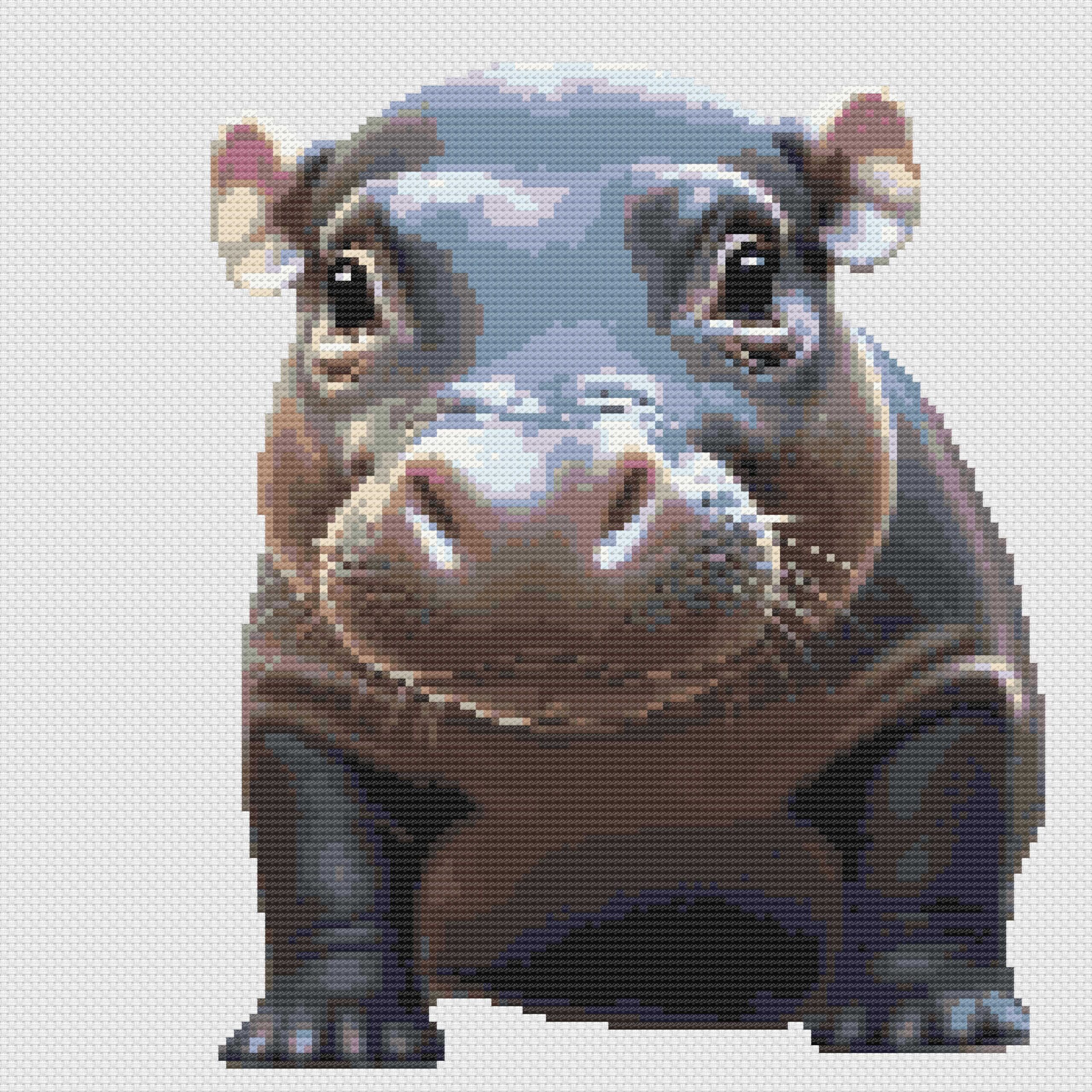 Baby Pygmy Hippo cross stitch pattern