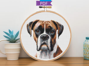 Boxer dog cross stitch pattern